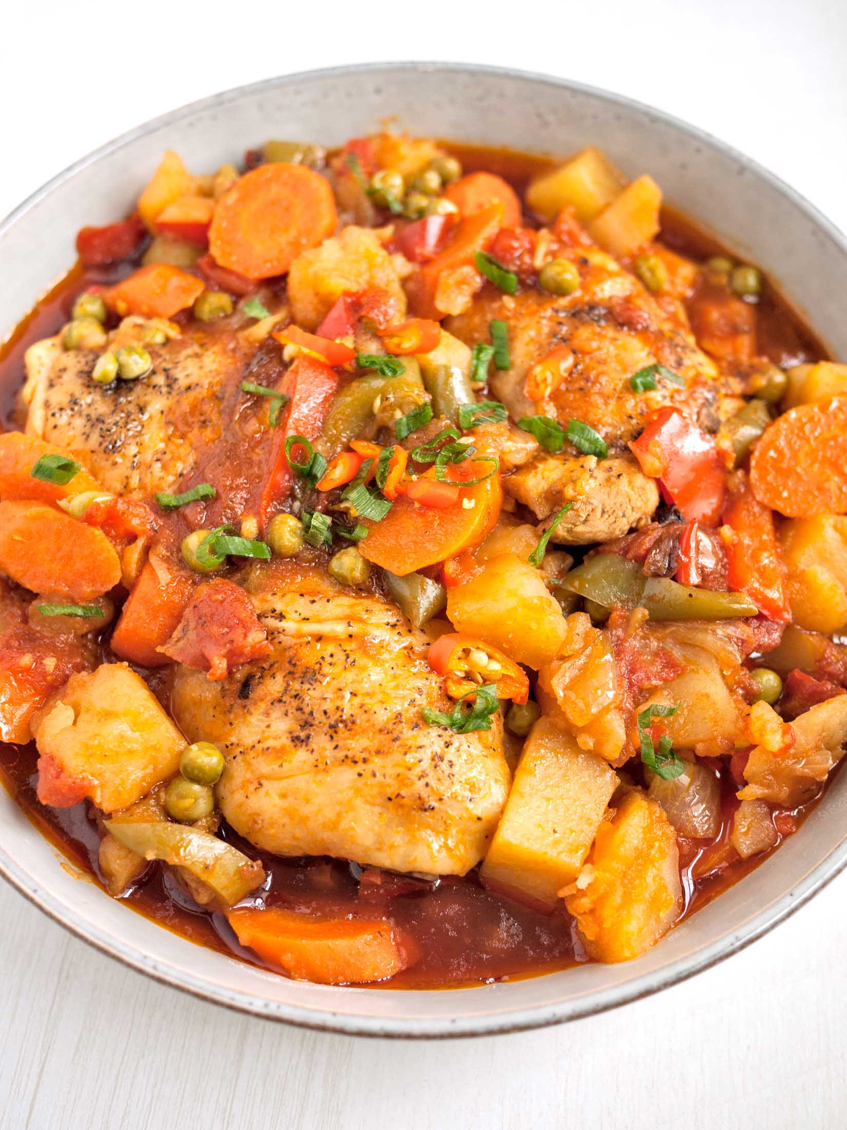 Chicken Afritada Tomato Stew (Paleo, Whole 30, Filipino) - Little Merkado